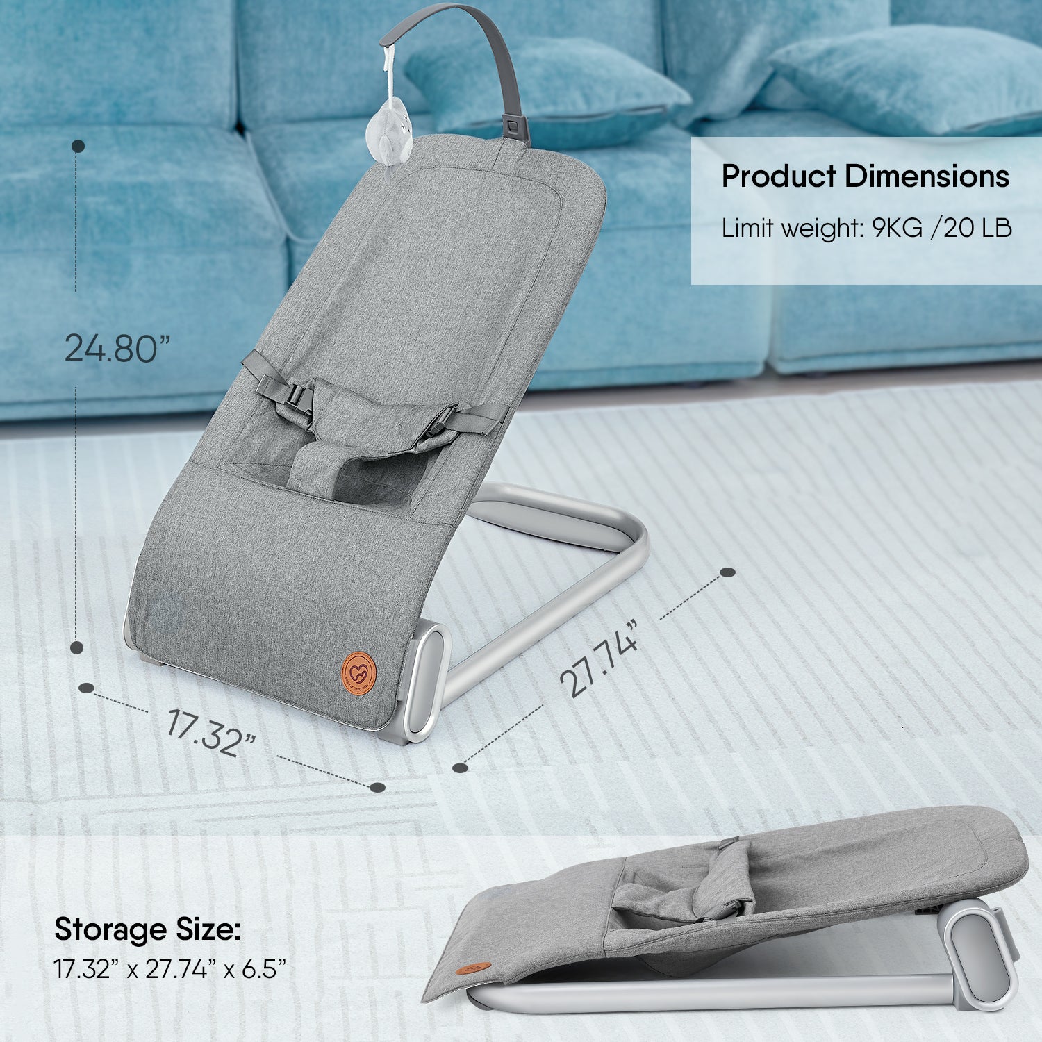 BabyBond Baby Bouncer with Sturdy Base